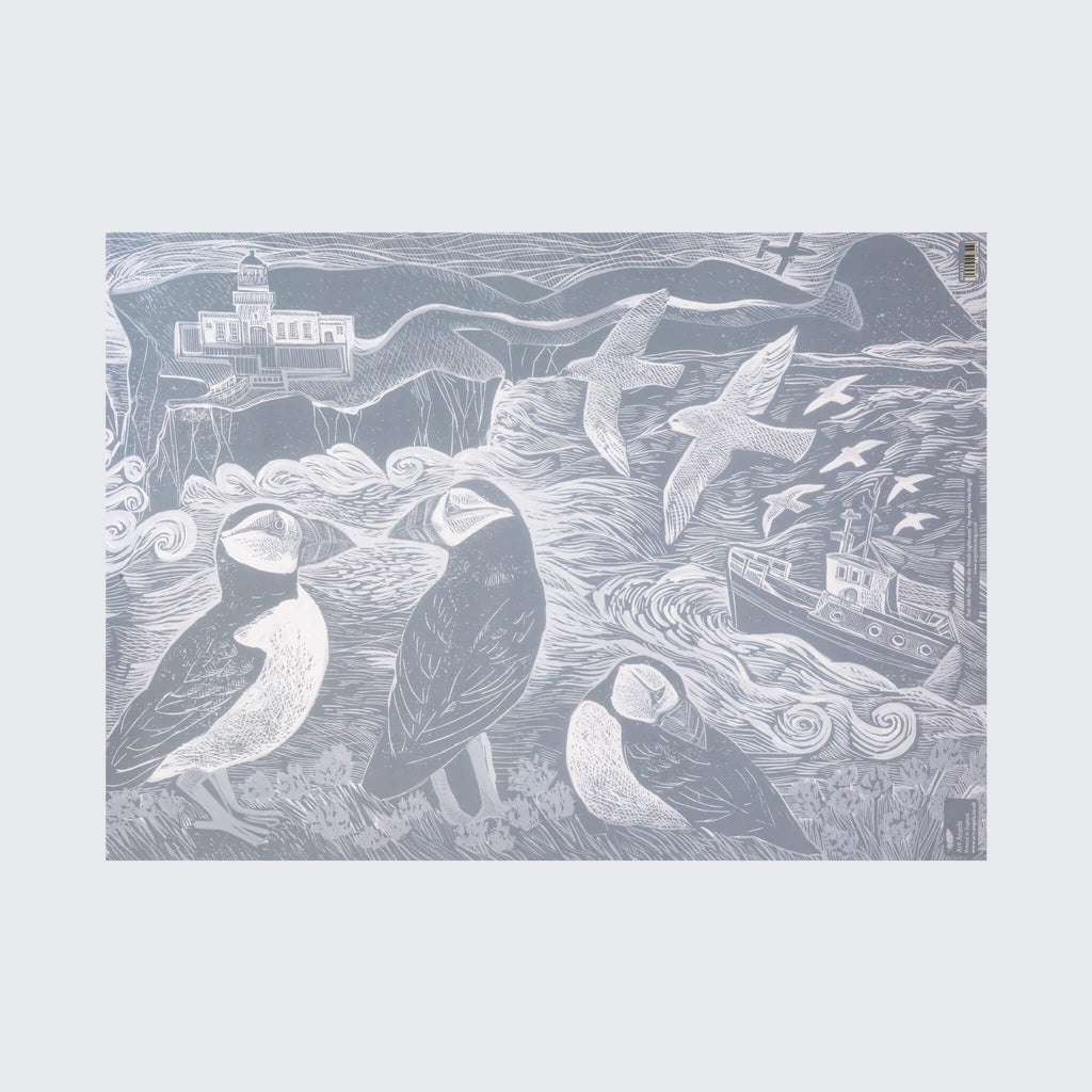 Fair isle Puffins at North lighthouse Wrapping Paper – Angela Harding