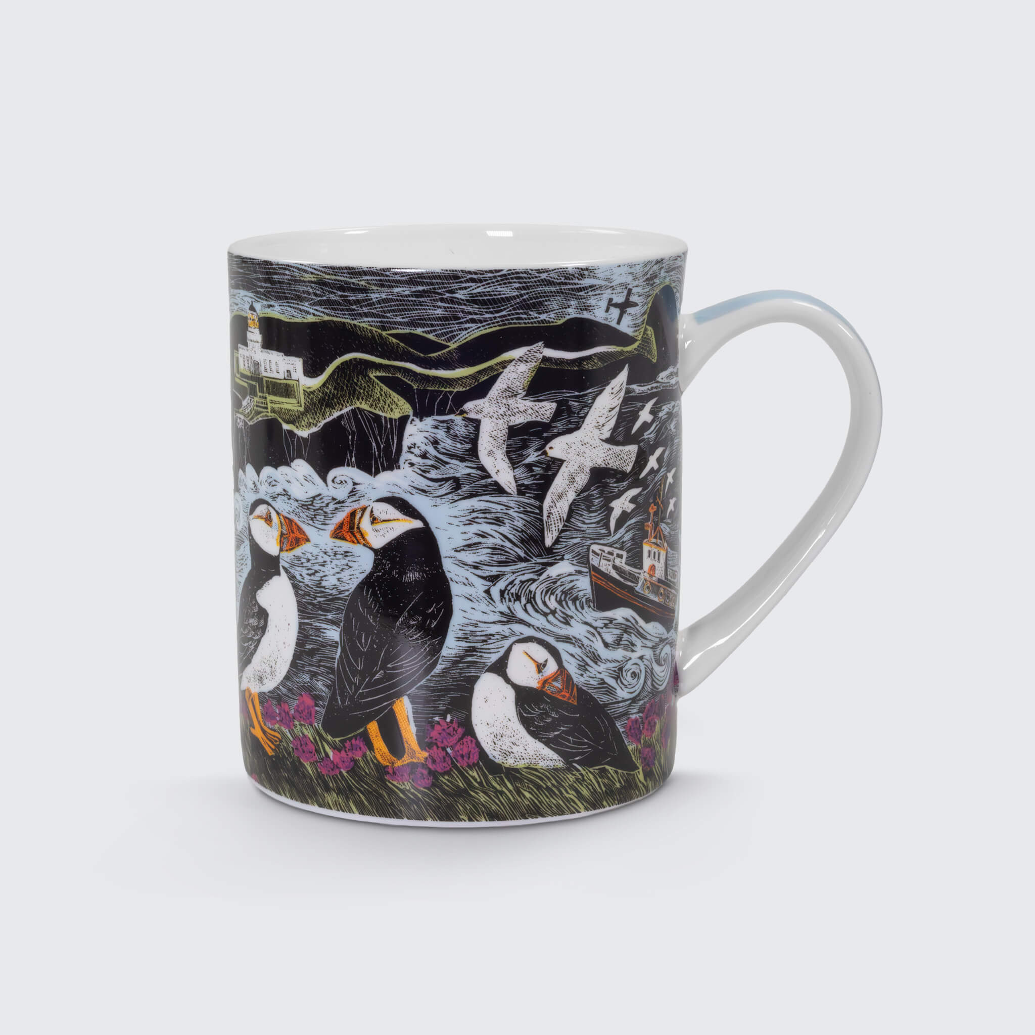 Fair Isle Puffins Fine Bone China Mug – Angela Harding