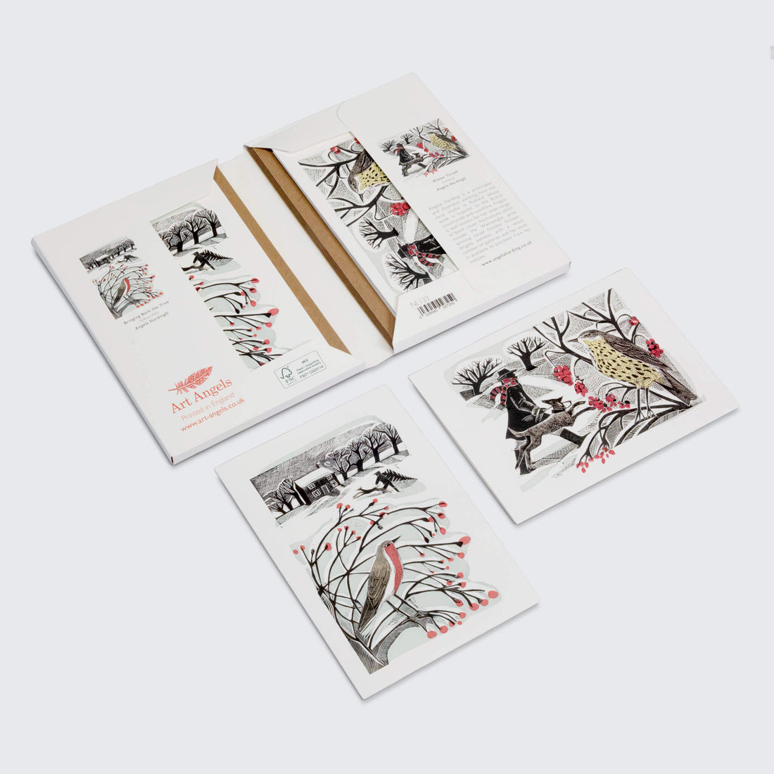 Angela Harding | Notecards | Winter Thrush & Bringing Back The Tree