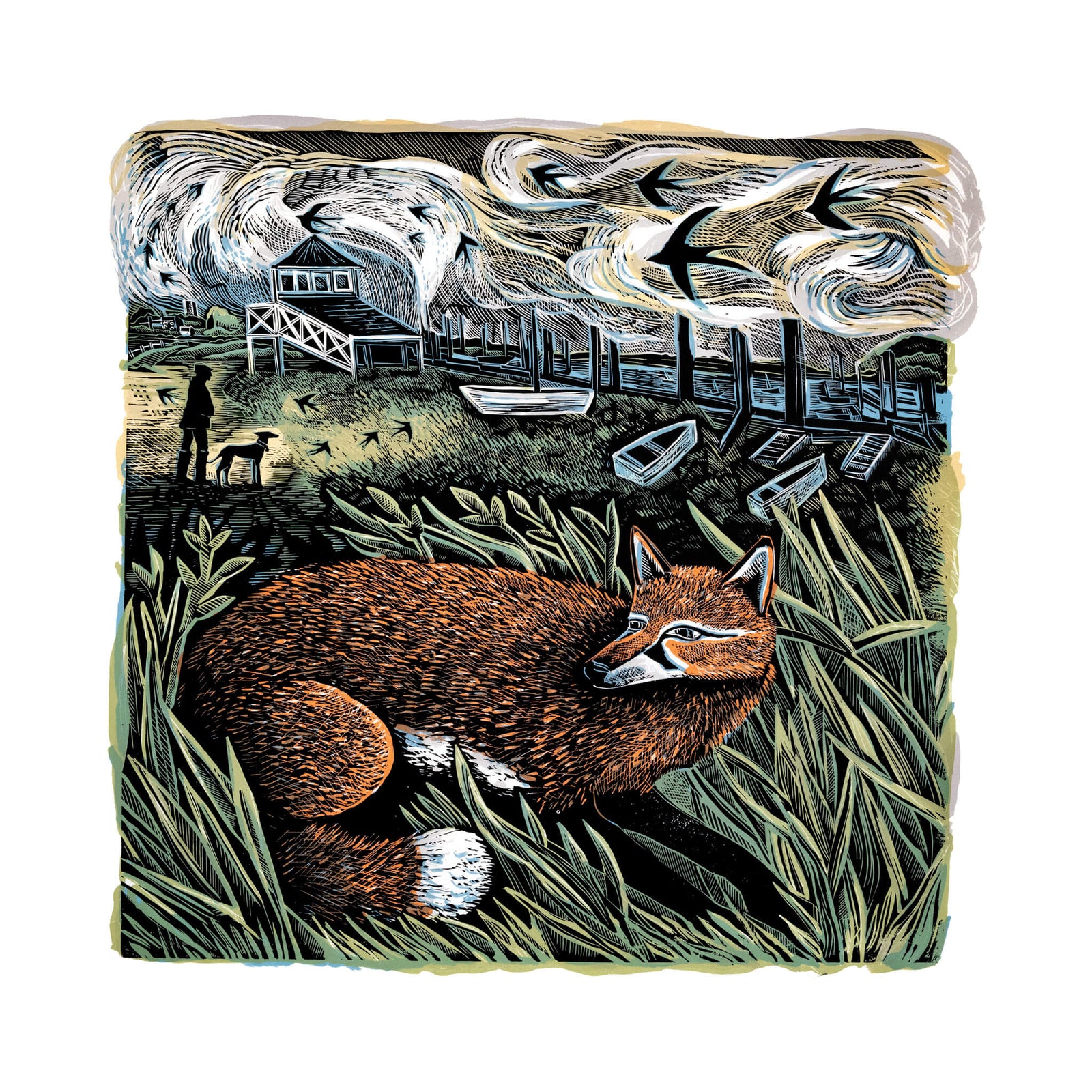 British Birds and Countryside Linocut Prints | Angela Harding